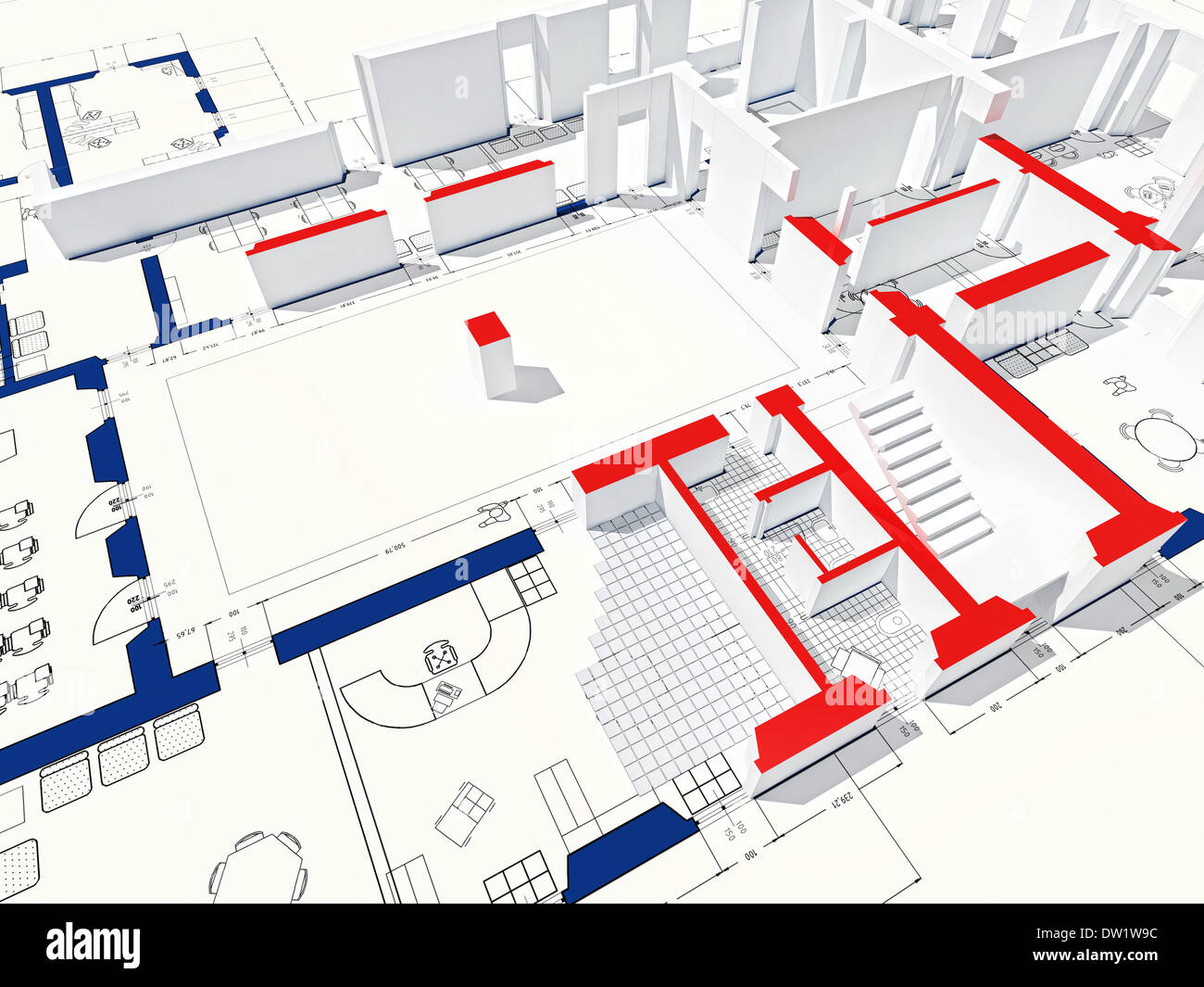 3d building blueprint hi-res stock photography and images - Alamy