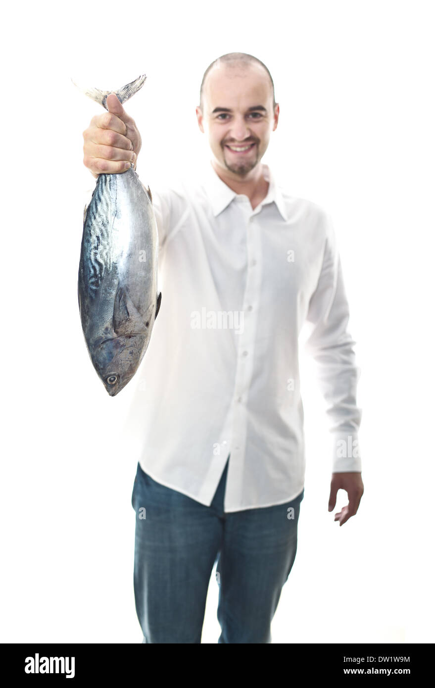 happy man with fish Stock Photo - Alamy