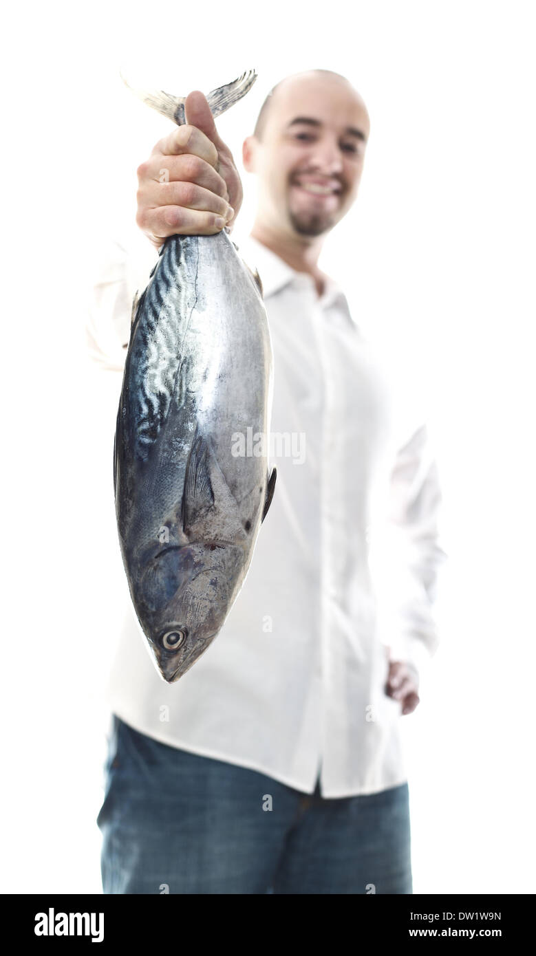 man hold fish Stock Photo - Alamy