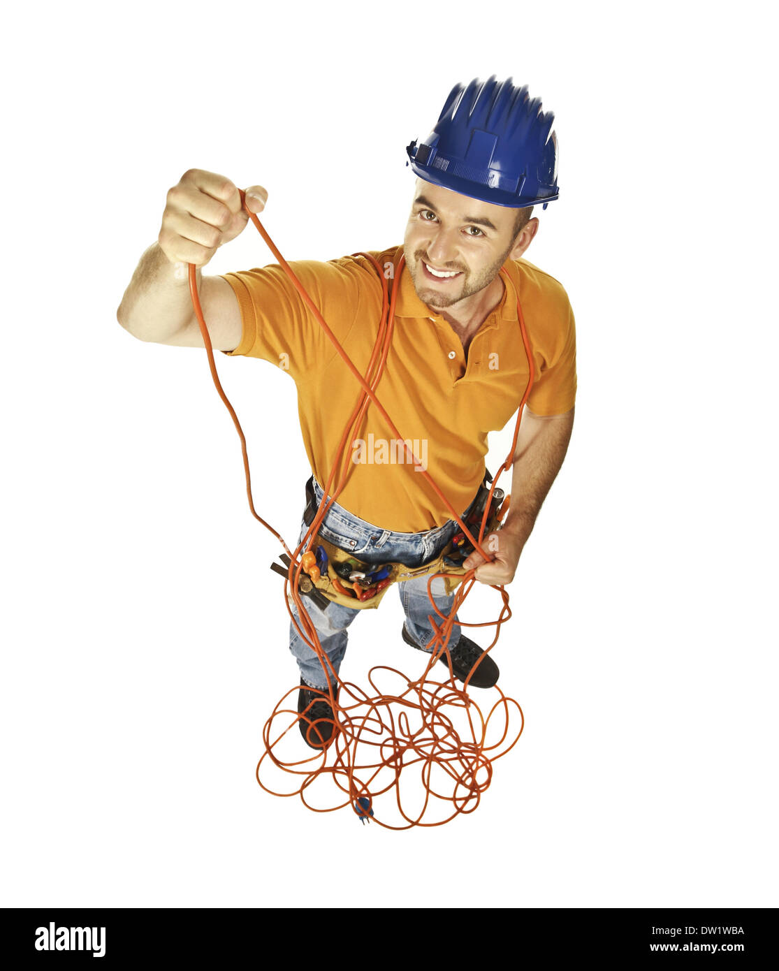 handyman with electric wire Stock Photo - Alamy