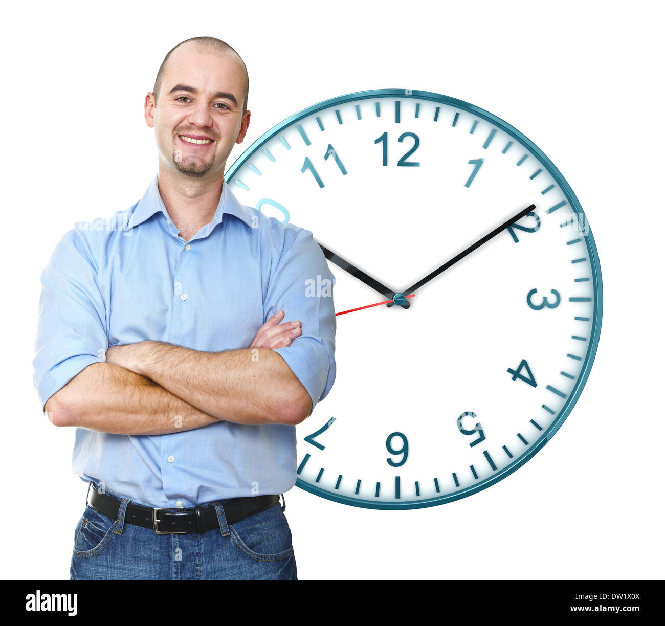 Smiling caucasian man watch Cut Out Stock Images & Pictures - Alamy