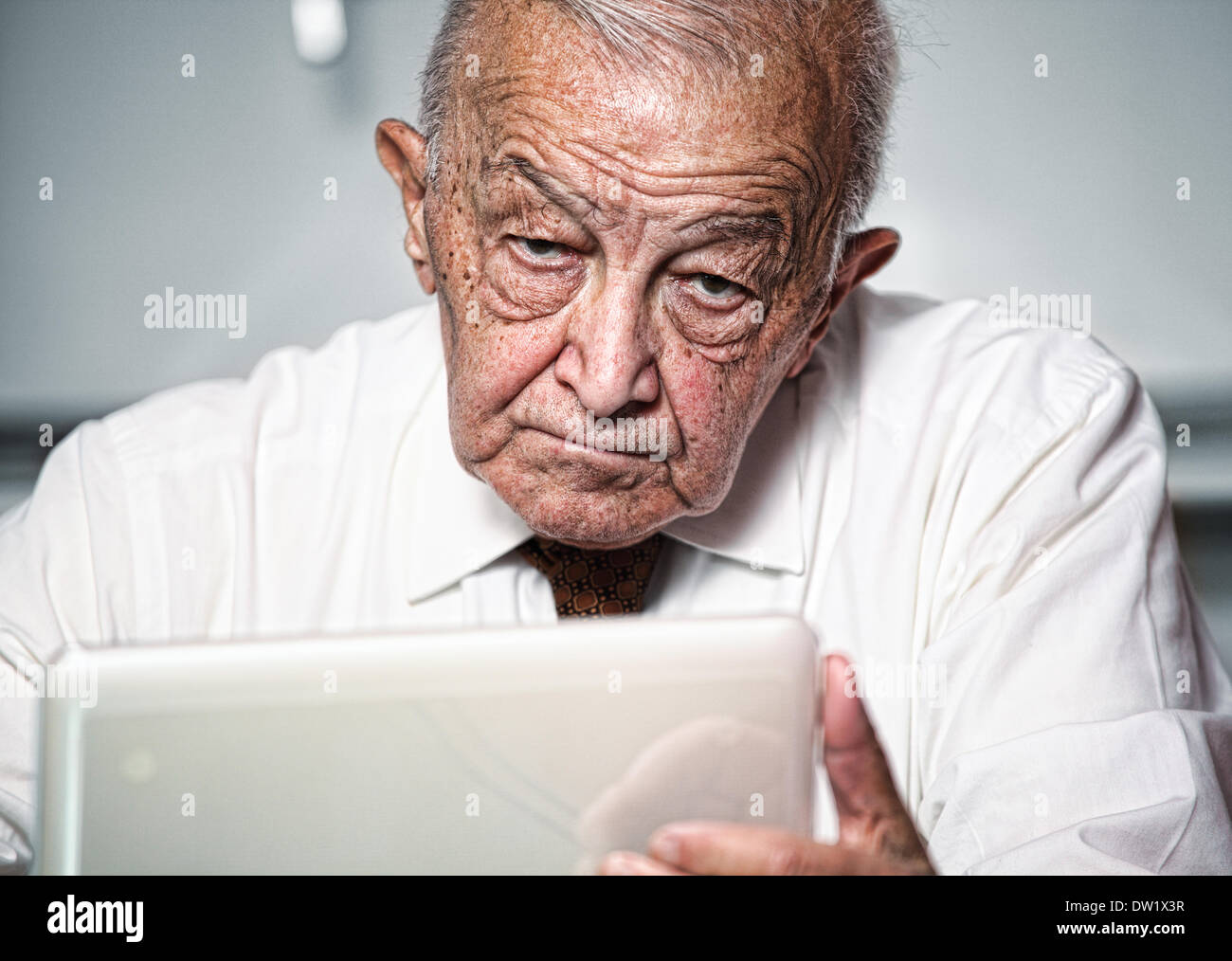 old man use pc Stock Photo - Alamy