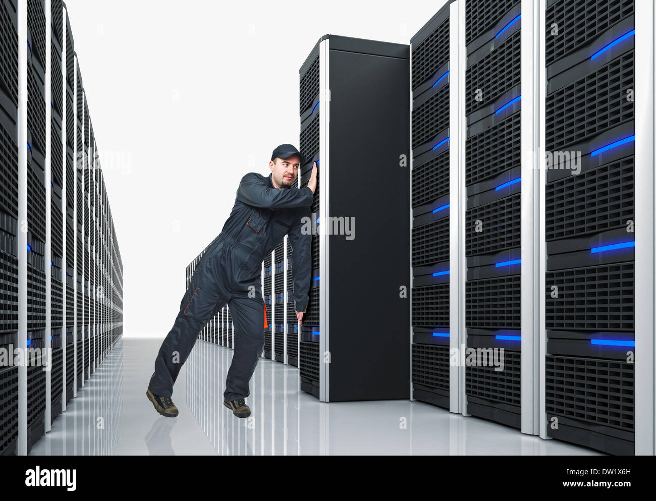 man move server Stock Photo - Alamy