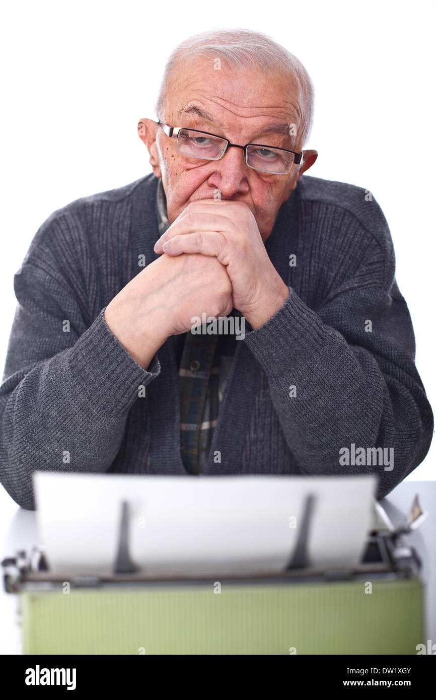 senior and typewriter Stock Photo - Alamy