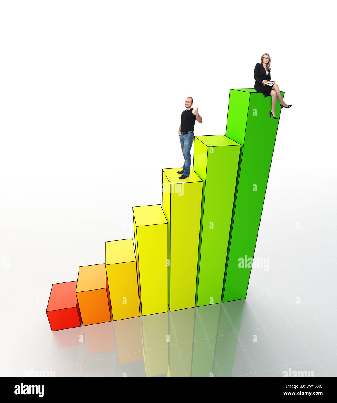 people on 3d graph Stock Photo - Alamy