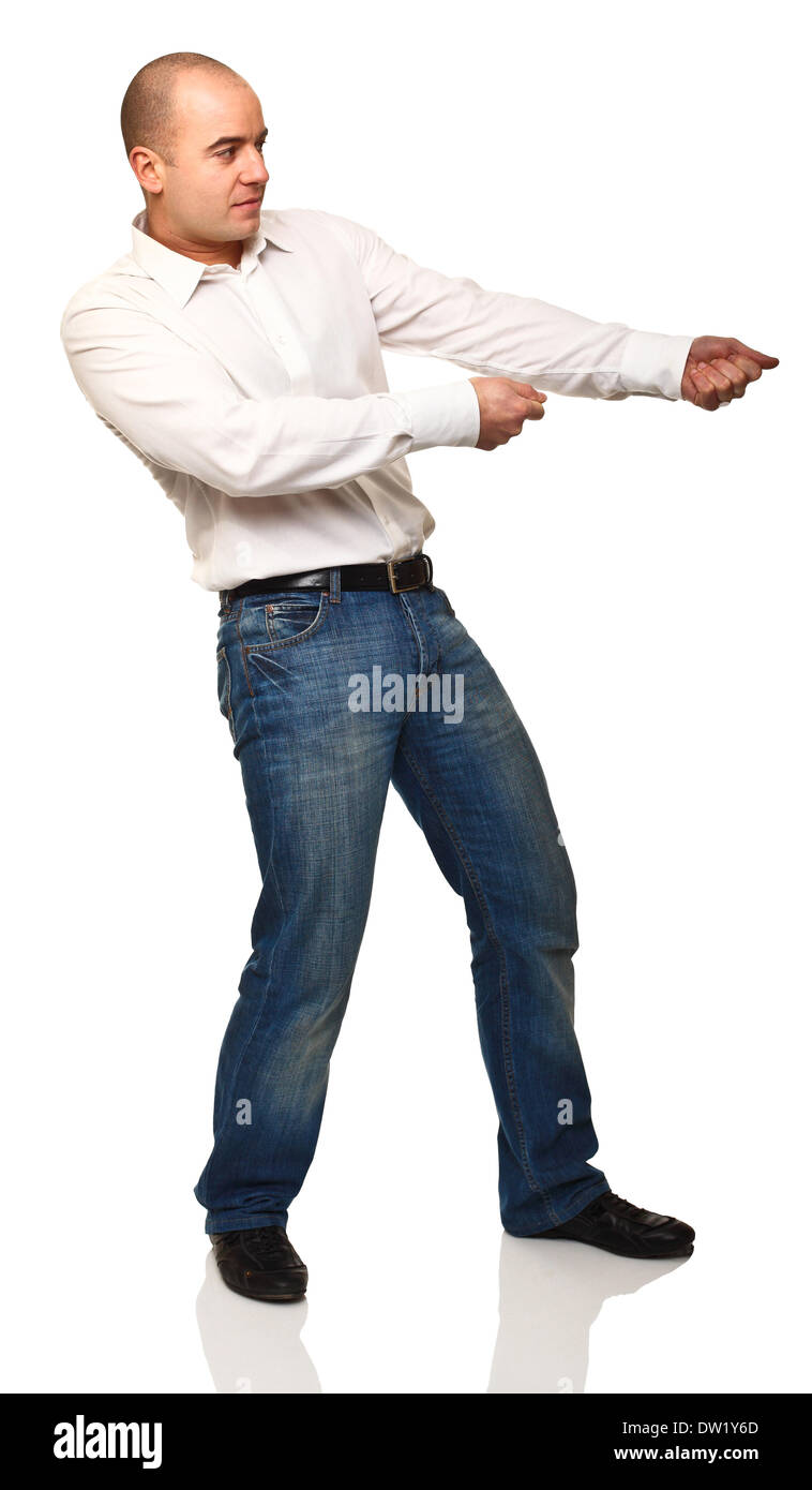 man pull pose Stock Photo - Alamy