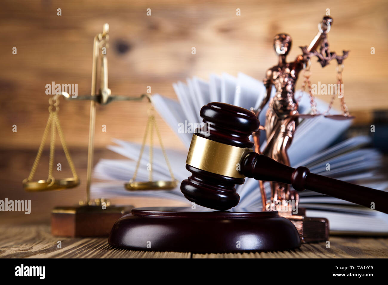Hammer and god of law Stock Photo - Alamy
