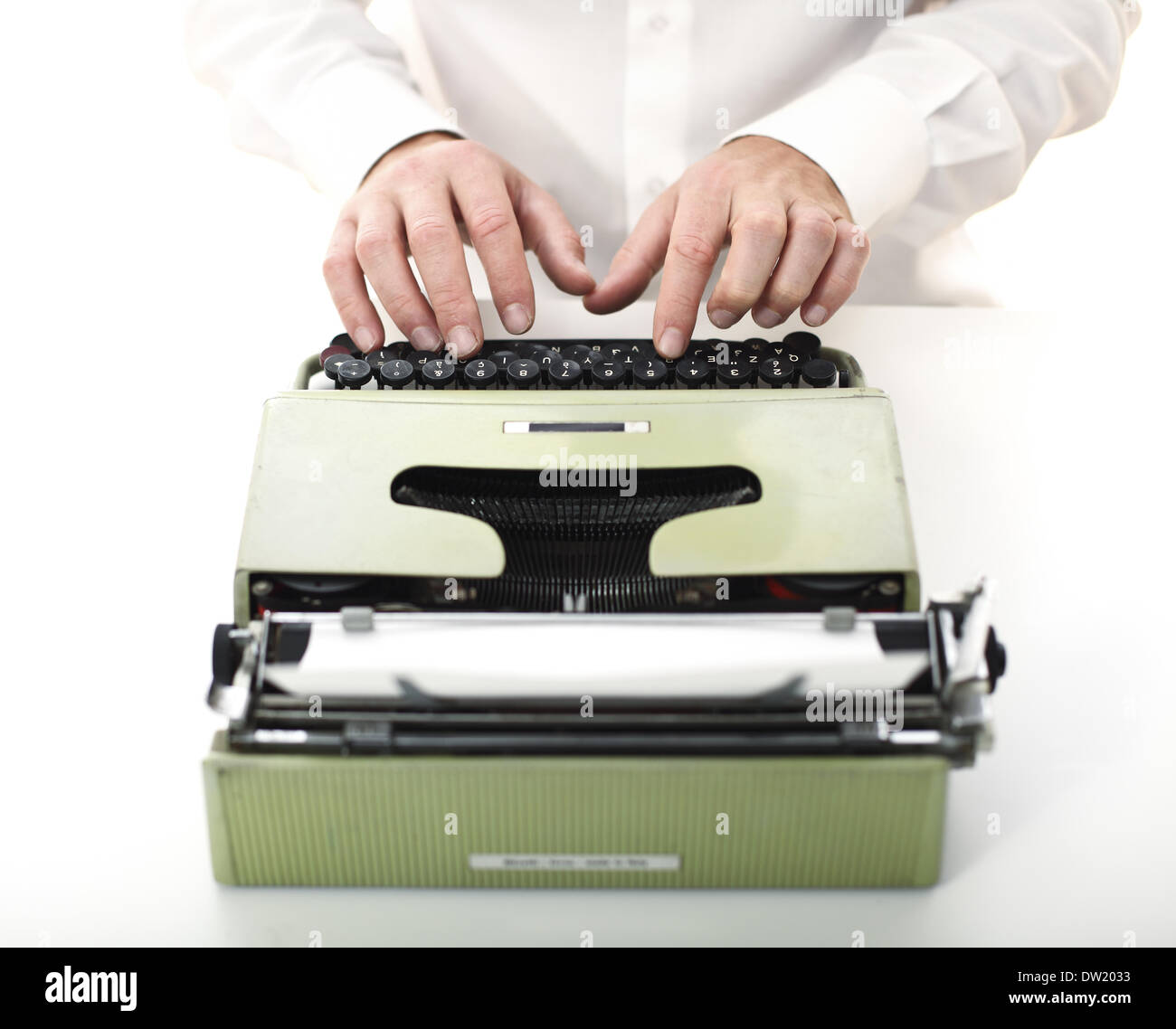 detail of man with typewriter Stock Photo - Alamy