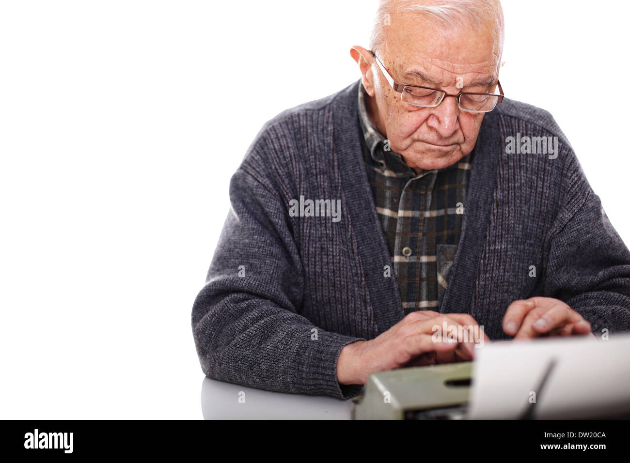 old man and typewriter Stock Photo - Alamy