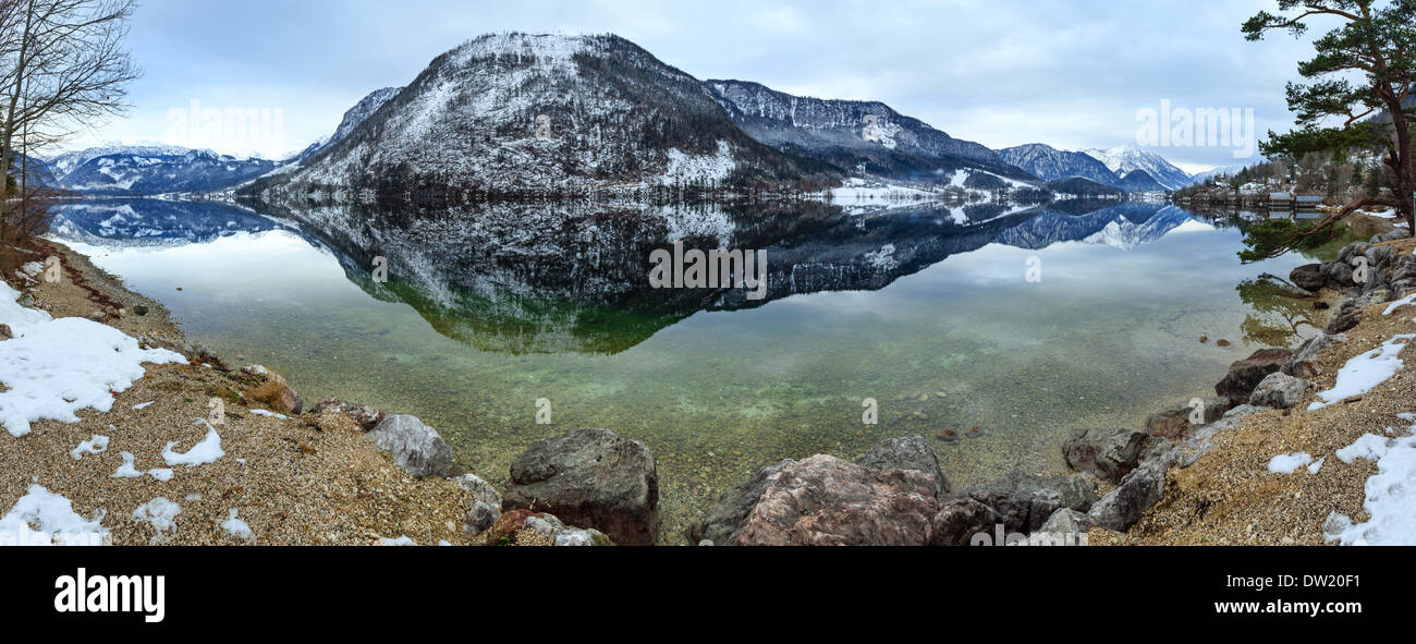Alpine winter lake panorama Stock Photo - Alamy