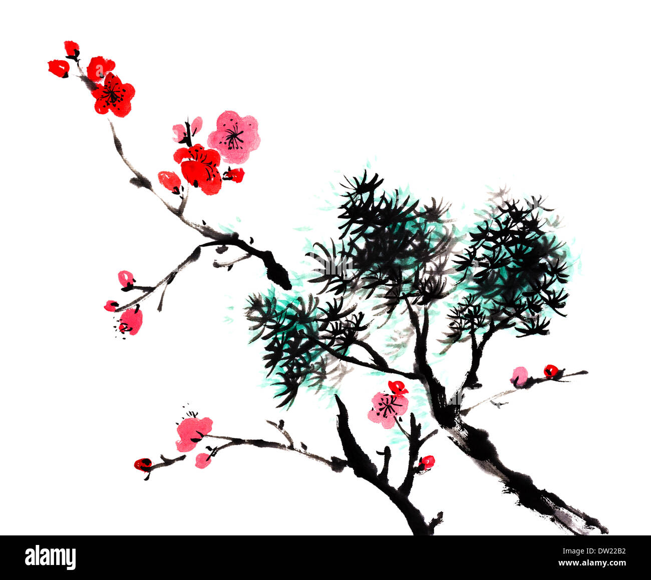 Plum blossom japan landscape Cut Out Stock Images & Pictures - Alamy