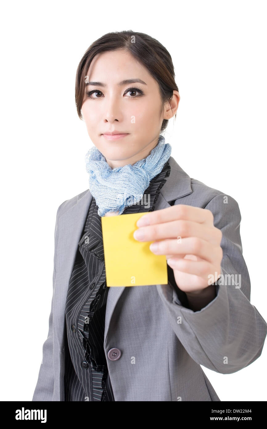 Asian business woman with sticker Stock Photo - Alamy