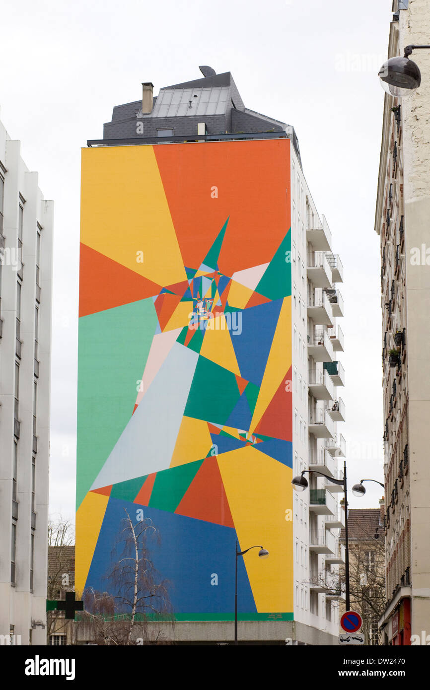 Colorful Apartment block Paris France Stock Photo - Alamy