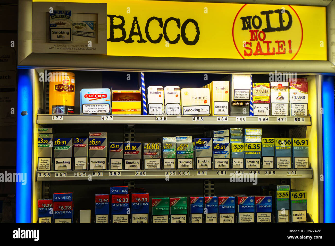 tobacco cigarette cigarettes display stand in tobacconist Stock Photo ...