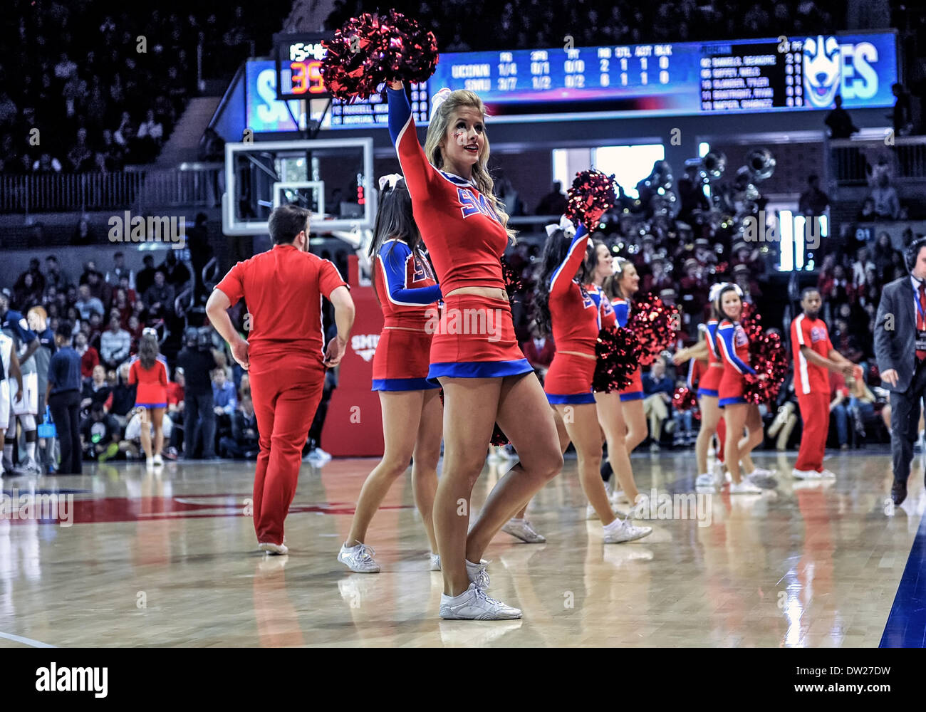 SMU Cheerleaders in action in an NCAA mens basketball game between the ...