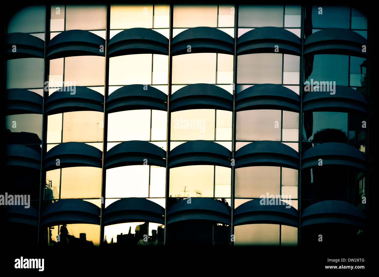 Abstract view of the reflection of sun in office windows Stock Photo ...