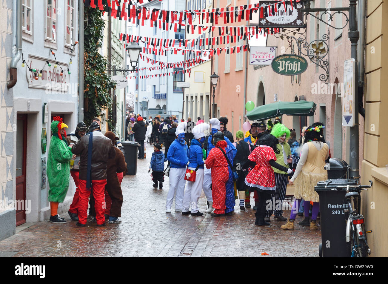 Street decorated for the German carnival Fastnacht Stock Photo - Alamy