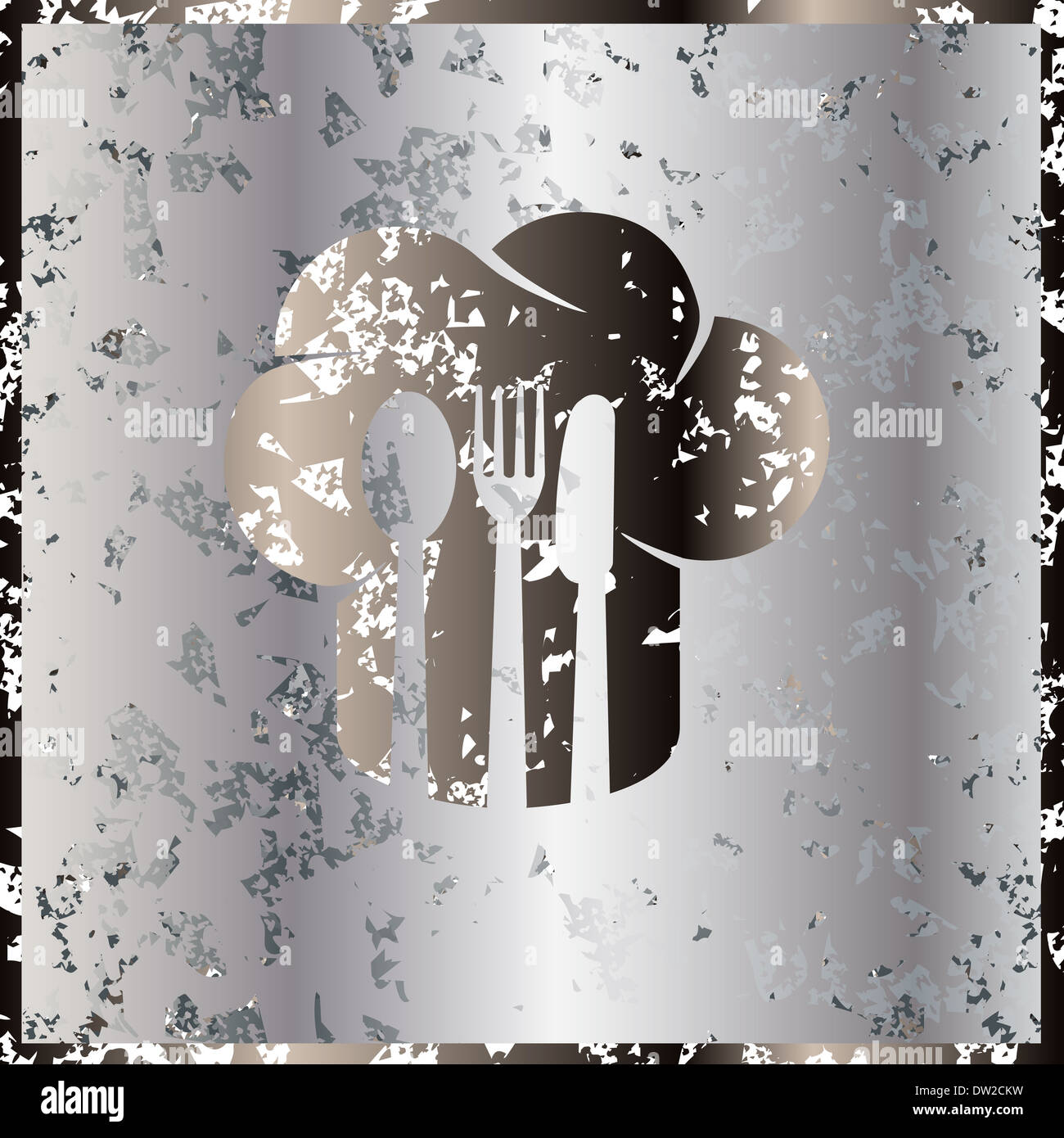 Chef cap with silverware Stock Photo - Alamy