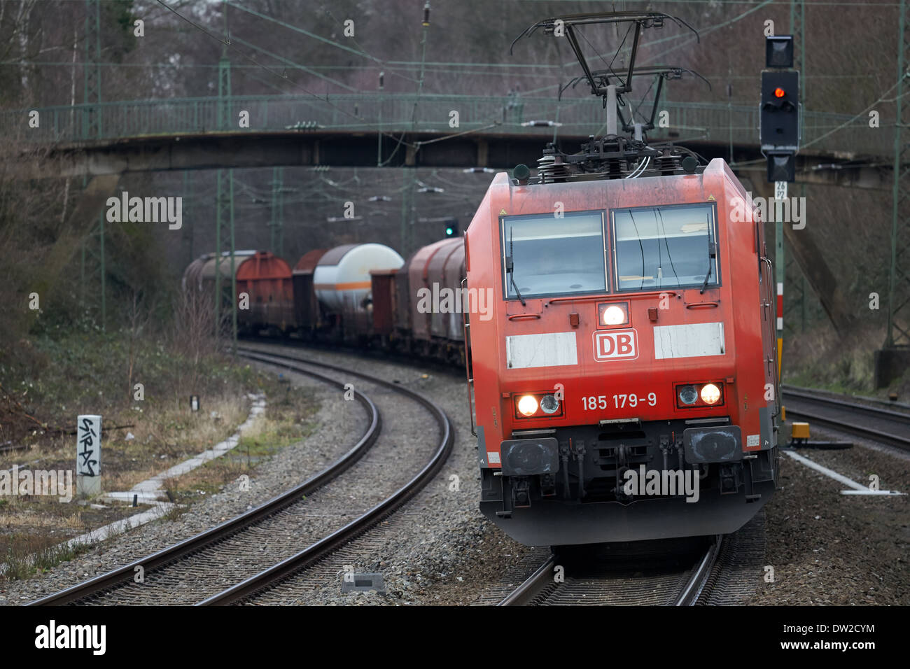 German Railways freight train, Leichlingen, North Rhine-Westphalia ...