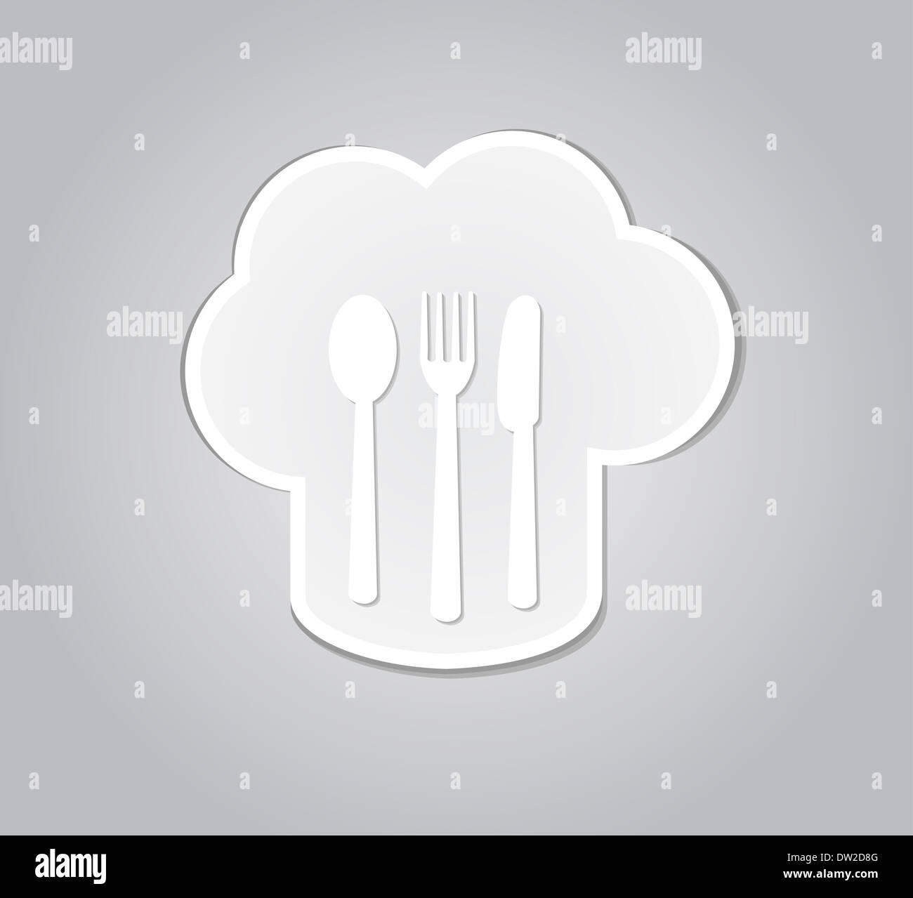 Chef cap with silverware Stock Photo - Alamy