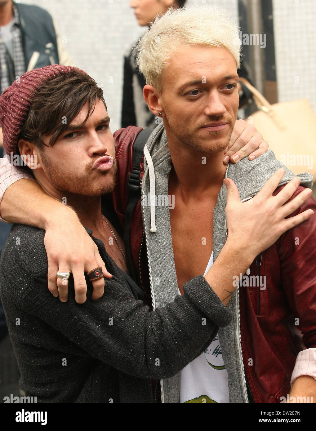 Adam Burridge and Luke White outside the ITV studios London, England ...