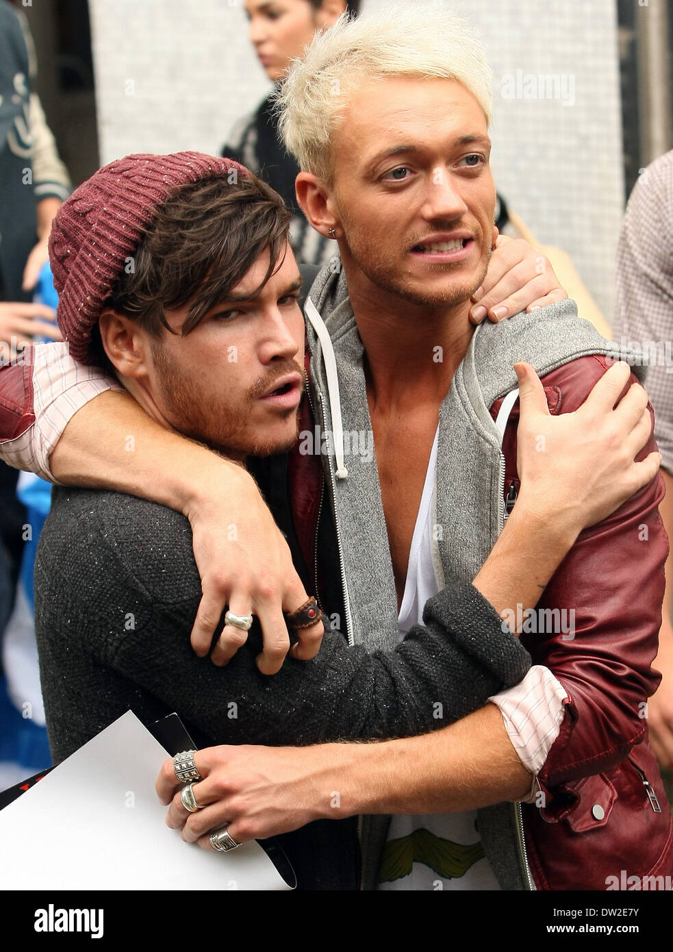 Adam Burridge and Luke White outside the ITV studios London, England ...