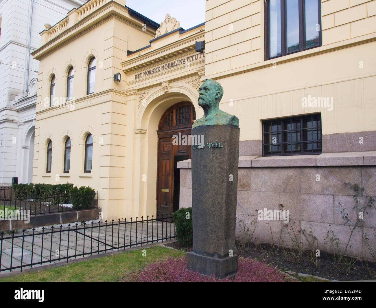 Bust of Alfred Nobel outside the Norwegian Nobel Institute, who decides ...