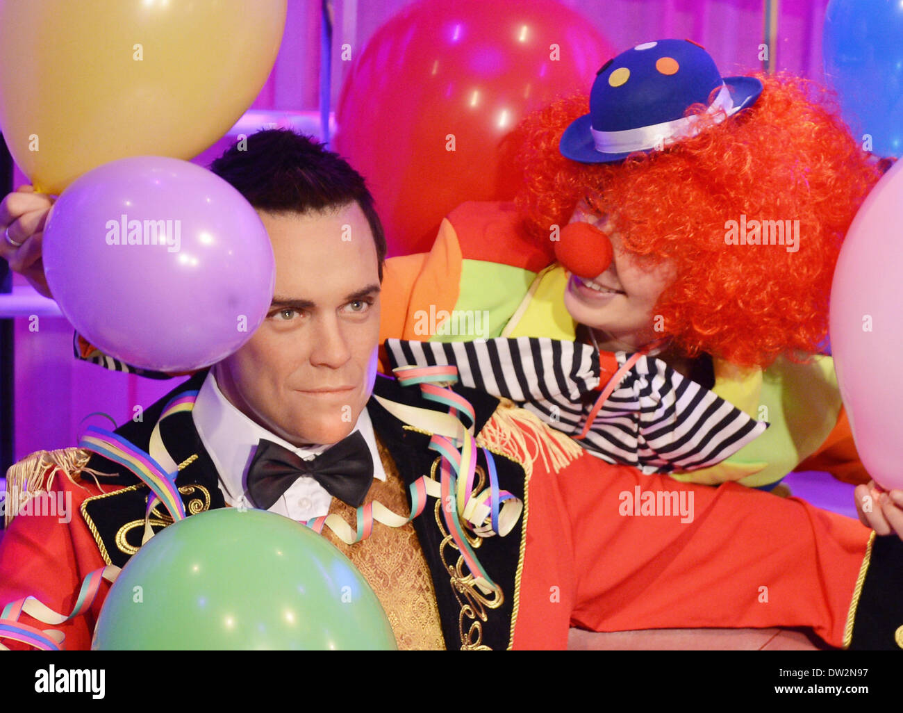 Berlin, Germany. 26th Feb, 2014. Model Natascha poses with the wax ...