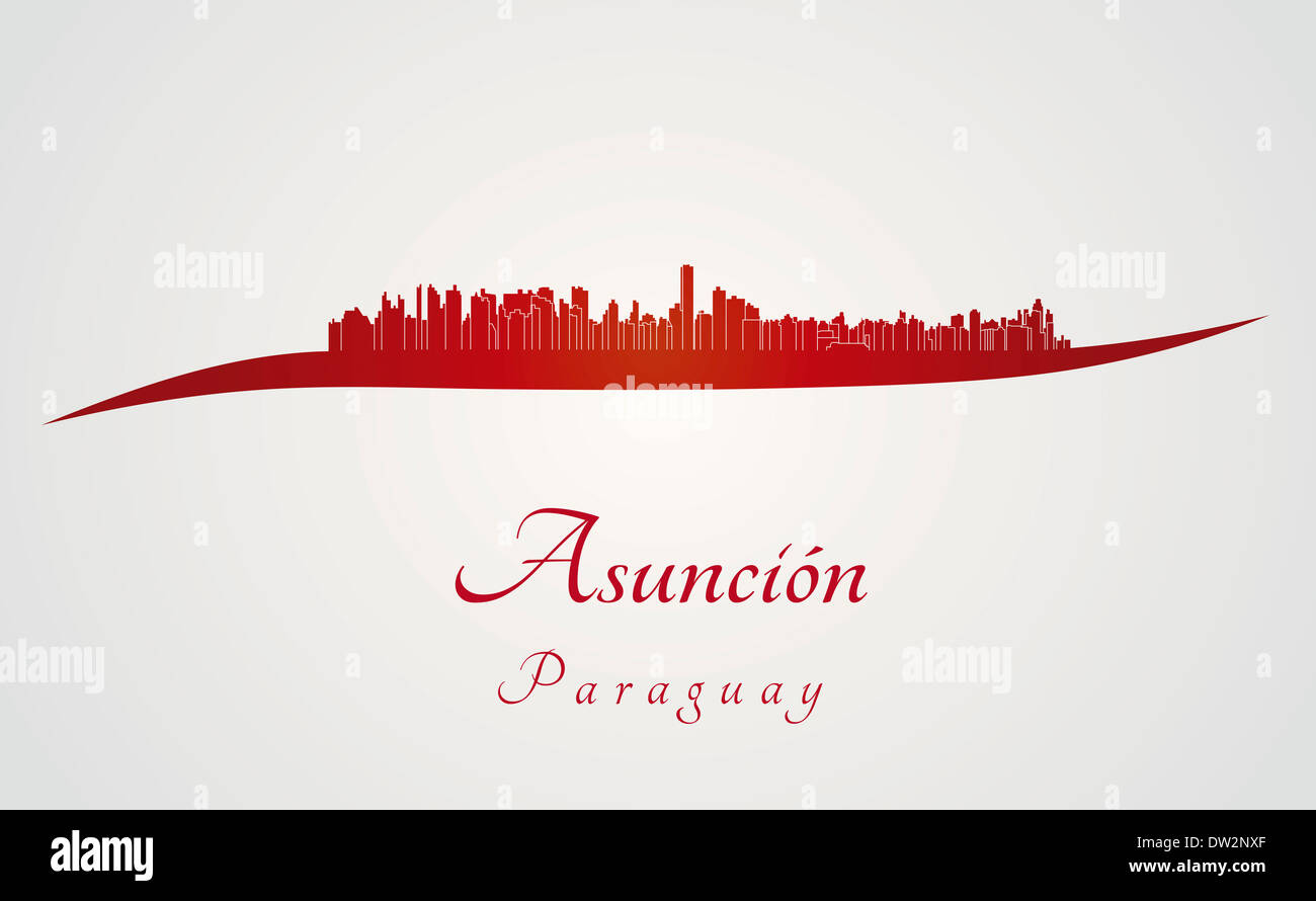 Asuncion skyline in red and gray background Stock Photo - Alamy