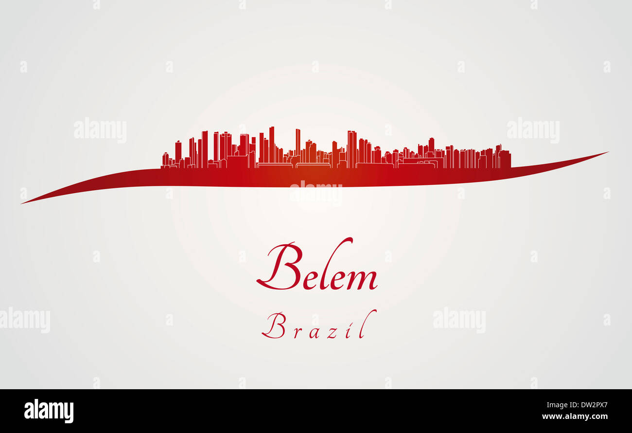 Belem skyline in red and gray background Stock Photo - Alamy