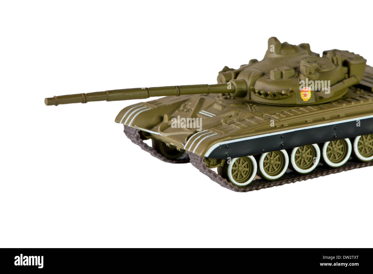 Green tank isolated on white. Military, combat vehicle. Soviet tank ...