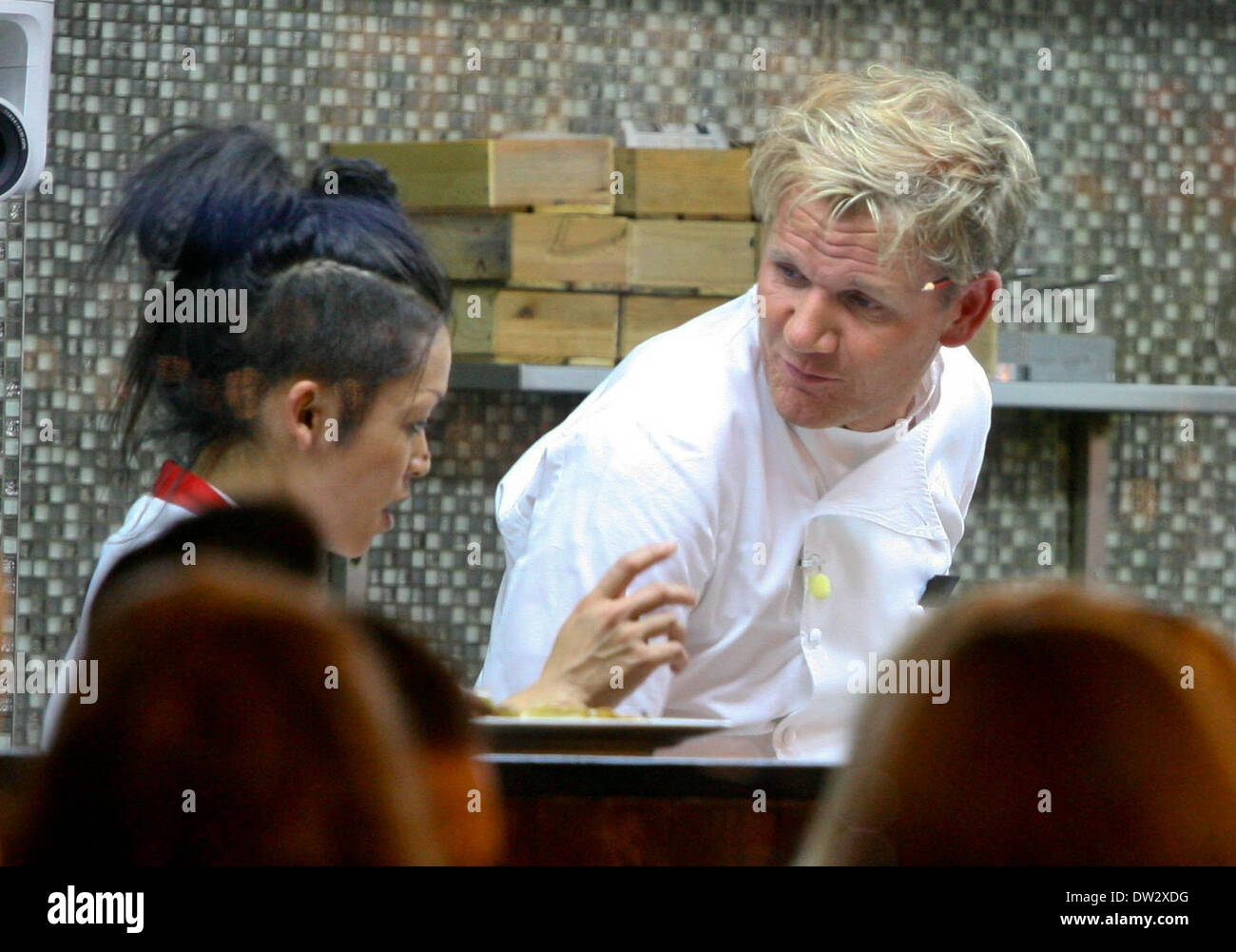 Gordon Ramsay with trainee chef Gun in the restaurant at Hotel GB ...