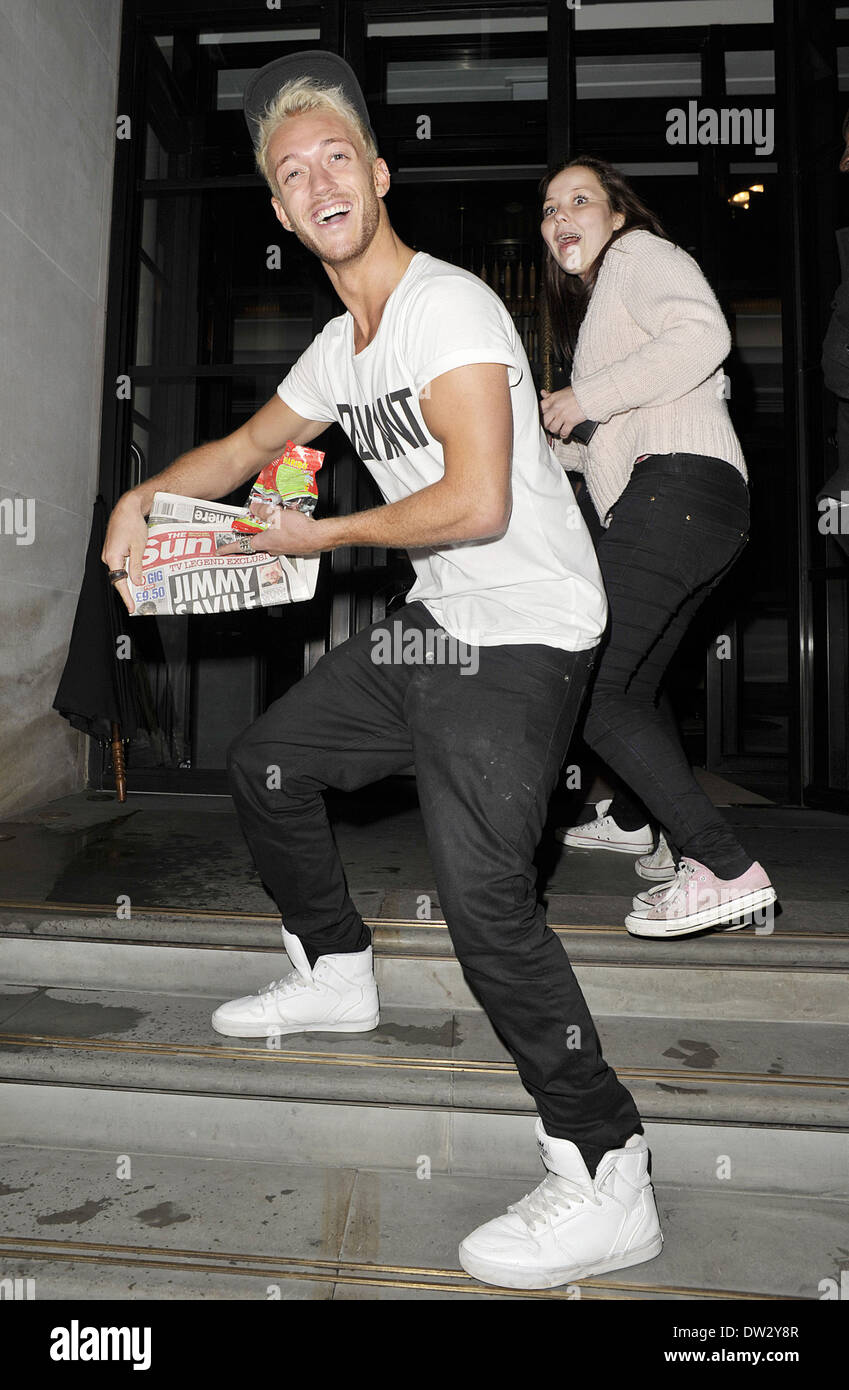 Luke White of Times Red X Factor contestants arrive back at their hotel ...