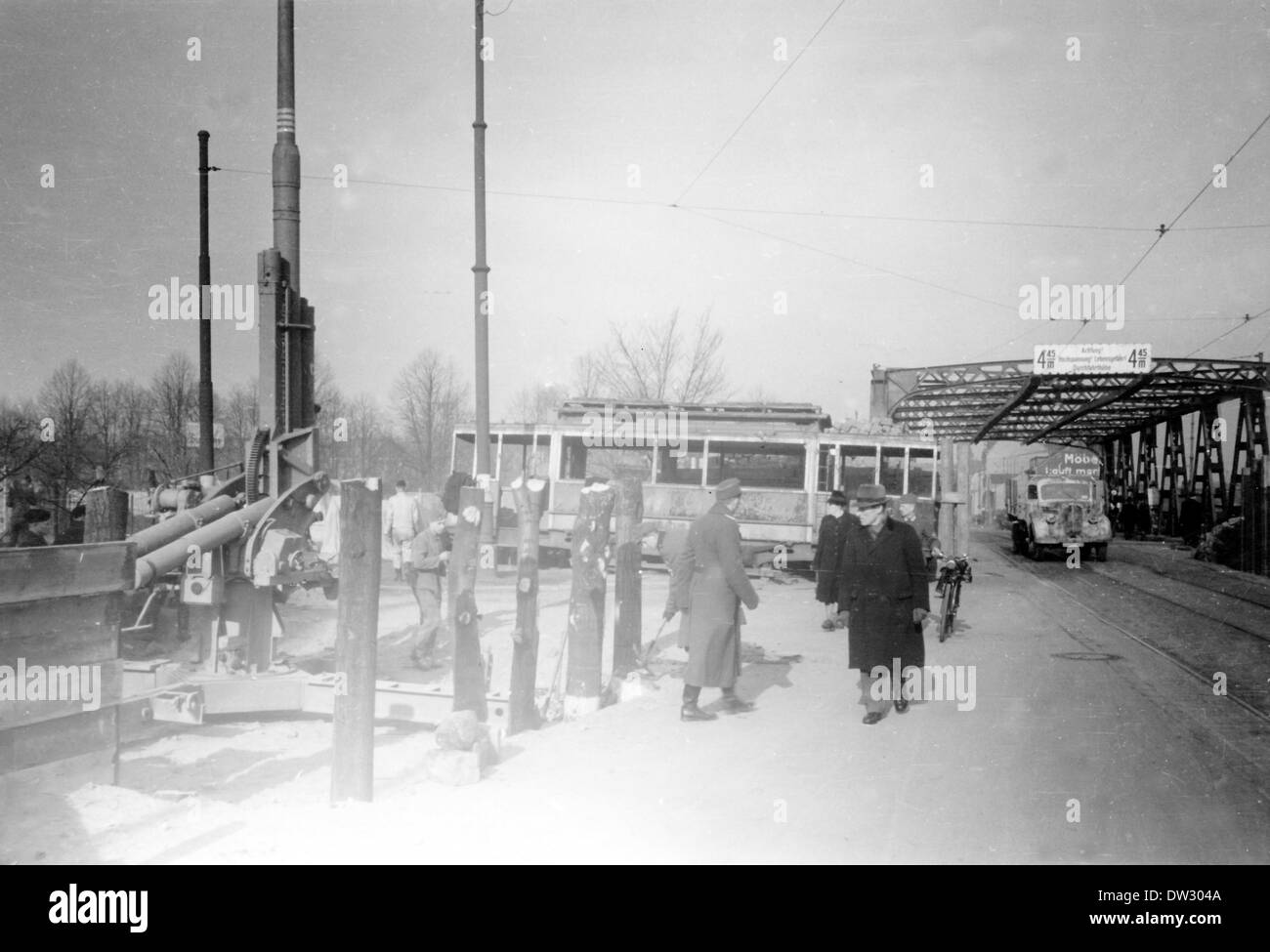 German dragon's teeth are employed by German Volkssturm units to defend ...