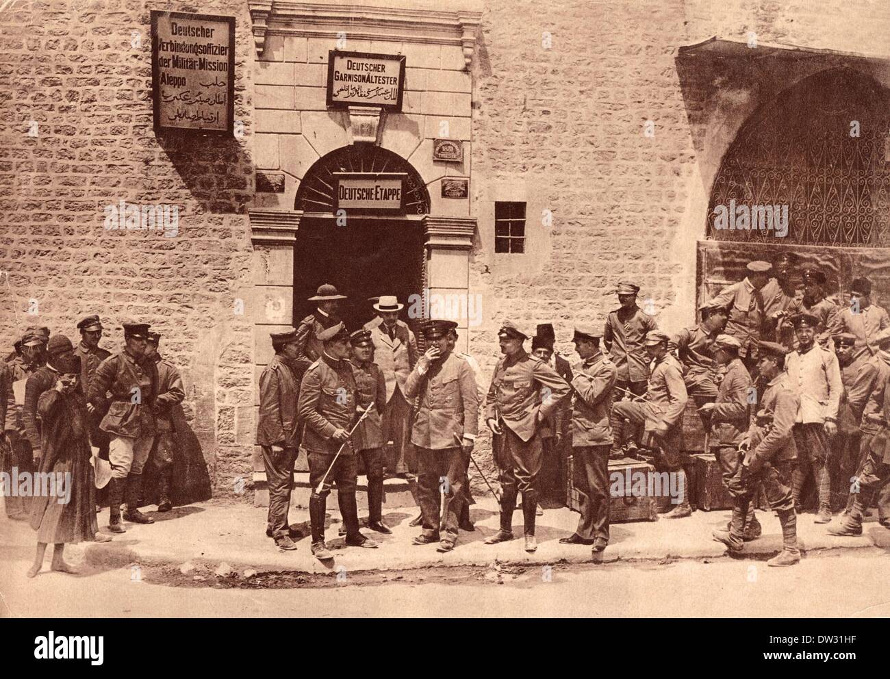 German troops during World War One in Aleppo, Ottoman Empire, date ...