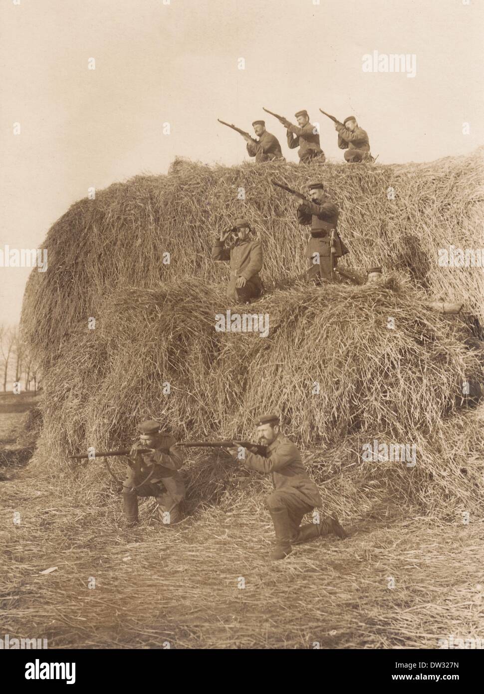 German soldiers bail hay for their locations along the Eastern Front ...