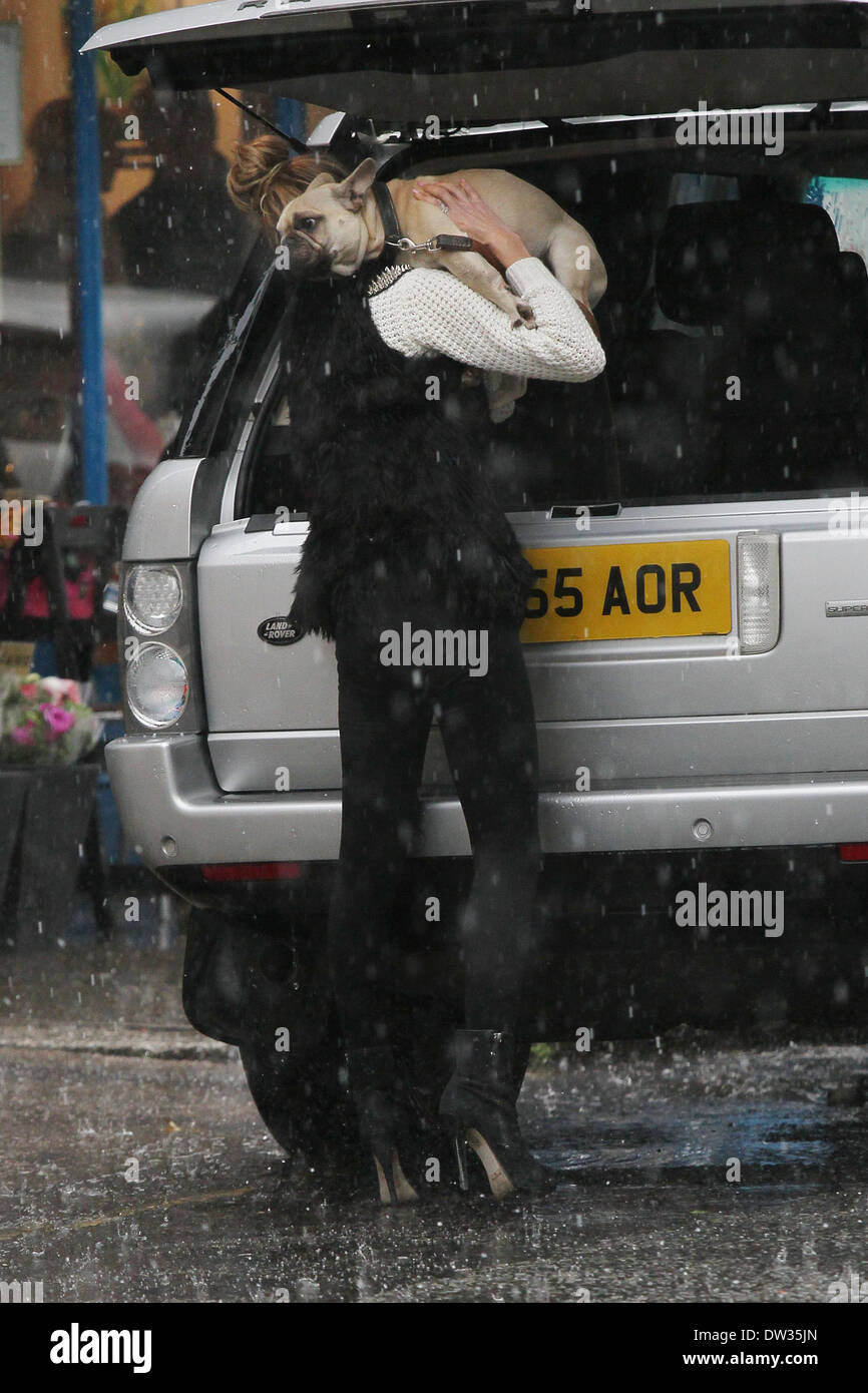 Sarah Harding caught in rain storm near her home in Primrose Hill ...
