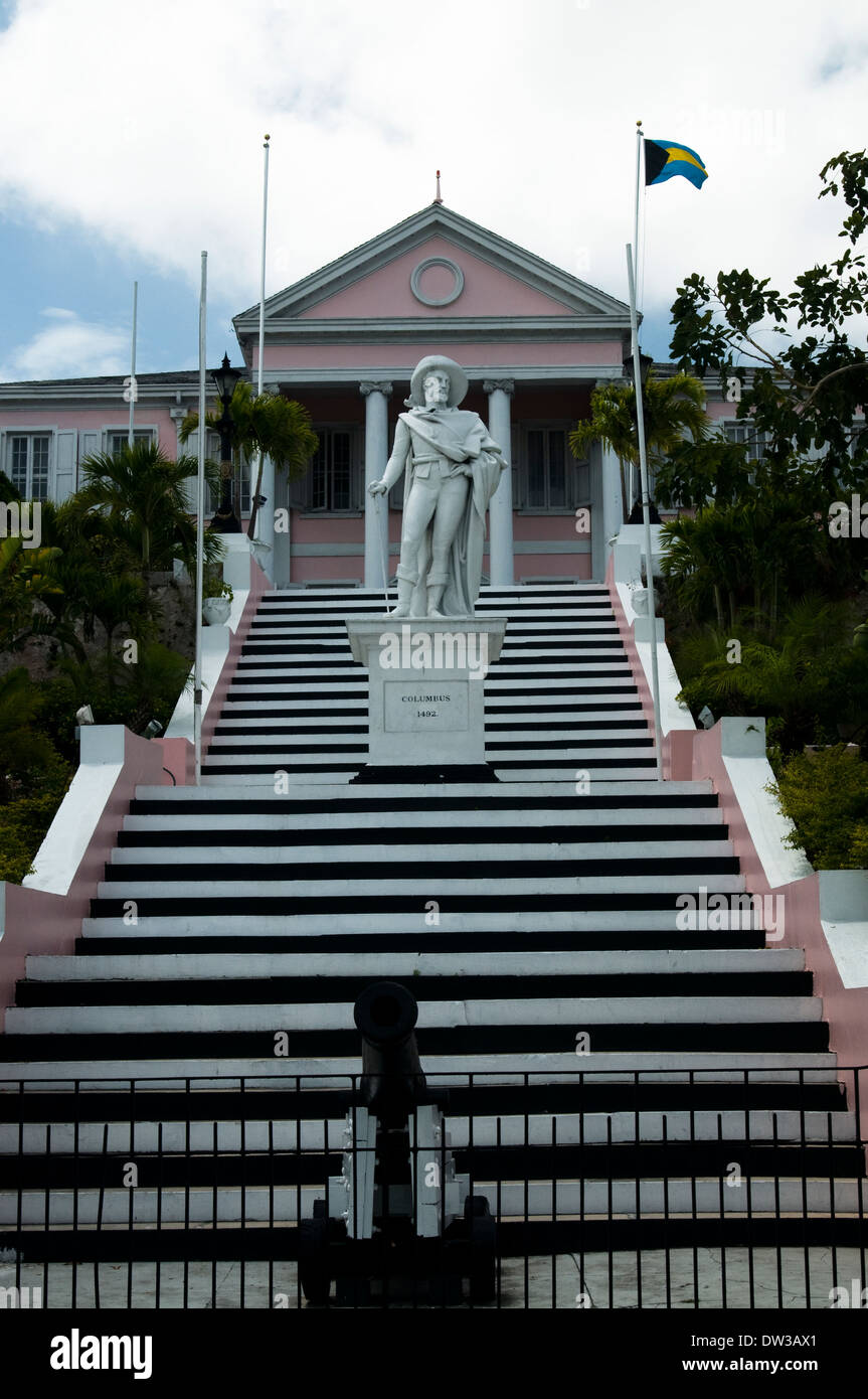 Big pink house in Bahamas Stock Photo - Alamy