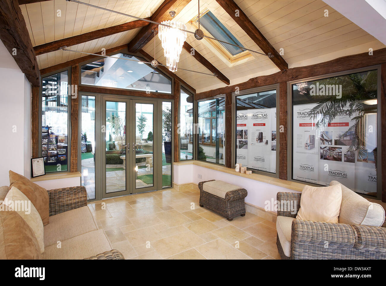 Inside an orangery type conservatory in a showroom in England, UK Stock ...