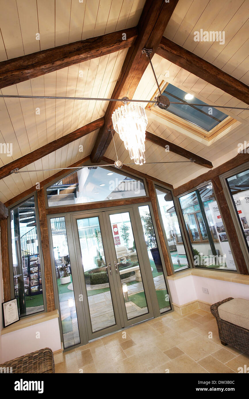 Inside an orangery type conservatory in a showroom in England, UK Stock ...