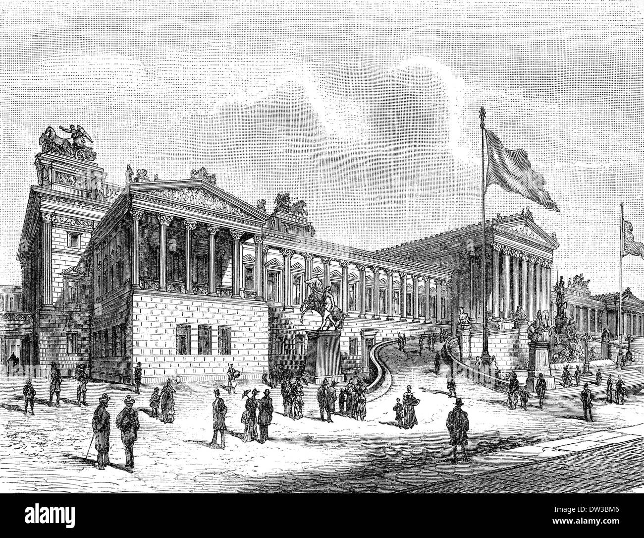 Historical illustration, Austrian Parliament Building, 1896 Stock Photo ...