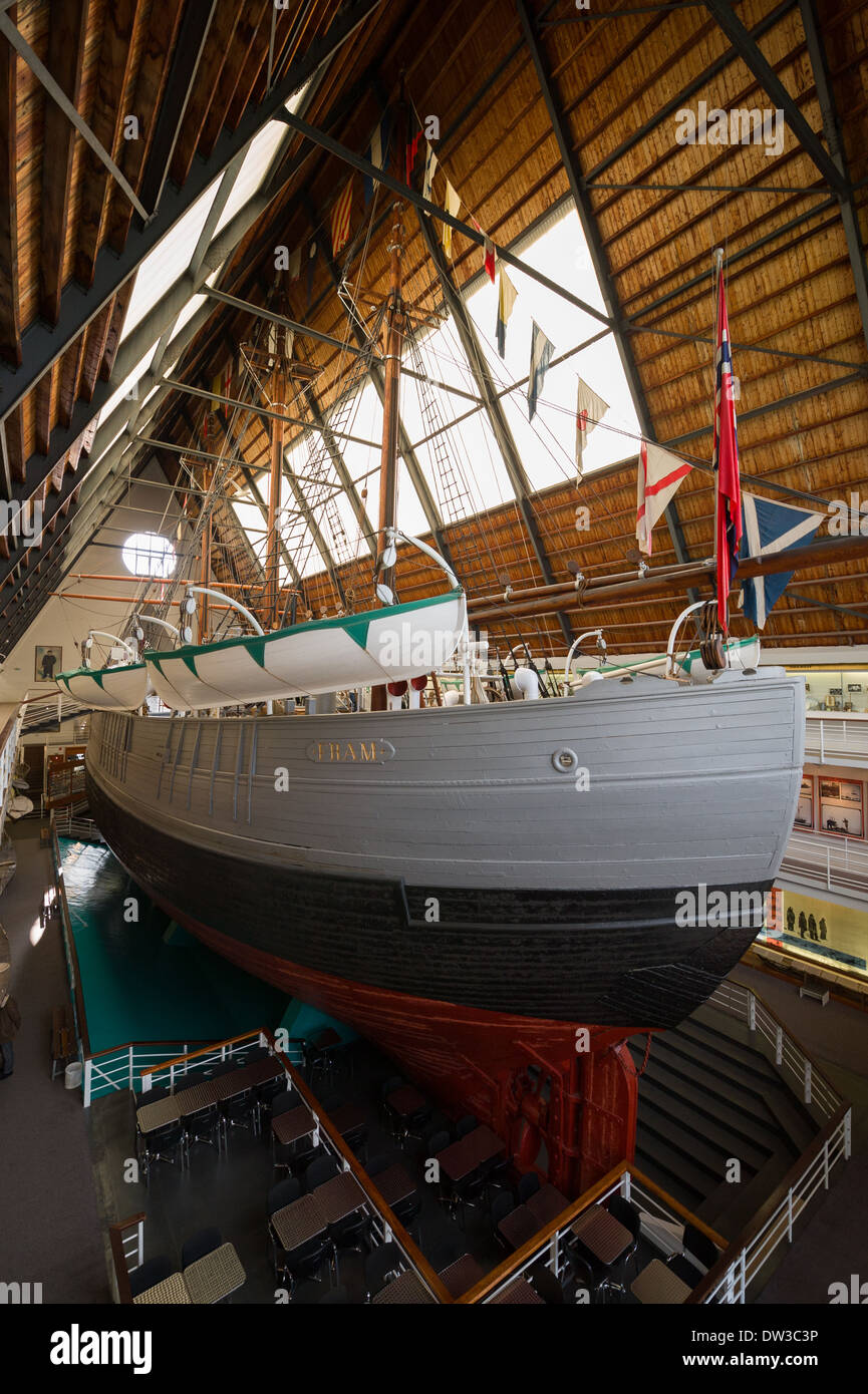 Polar explorer vessel Fram in the Fram Museum, Bygdøy Peninsula, Oslo ...