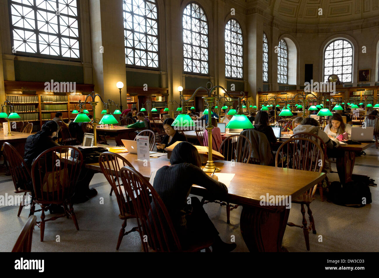 The Reading Room of Boston Public Library, Boston, Massachusetts, USA ...