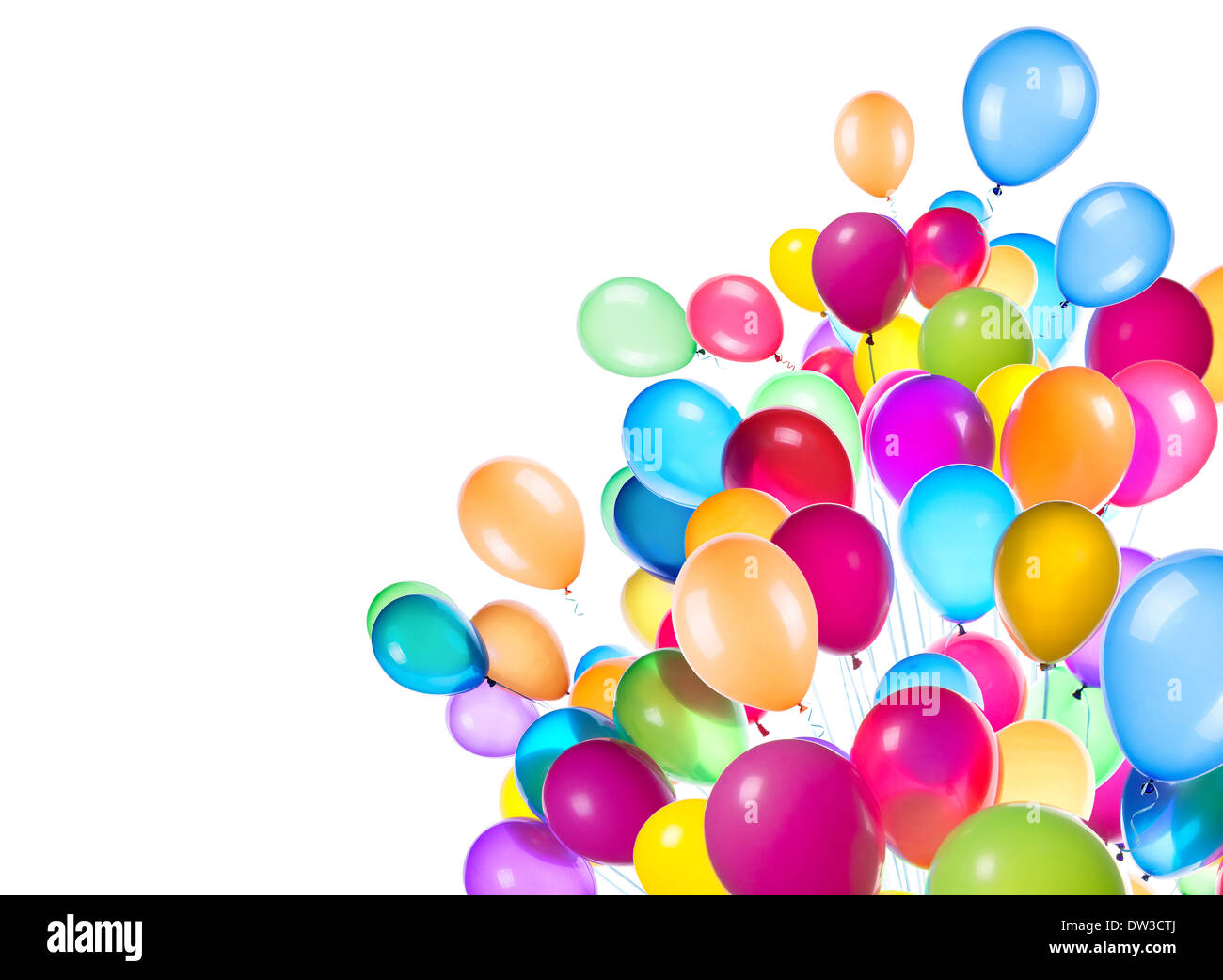 flying balloons isolated on a white background Stock Photo - Alamy