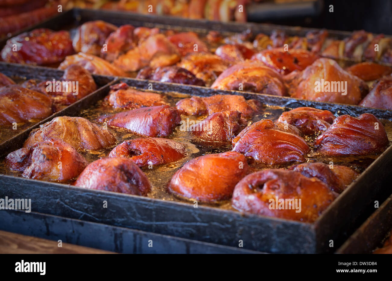 Barbecue BBQ food frying in a pan with oil. Fast food Stock Photo - Alamy