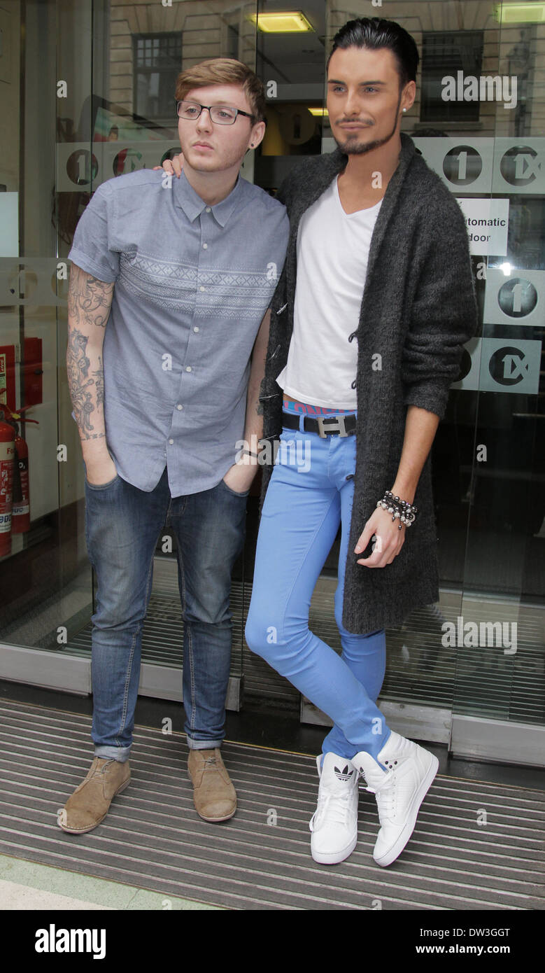 Rylan Clark, James Arthur 'X Factor' finalists outside the BBC Radio 1 ...