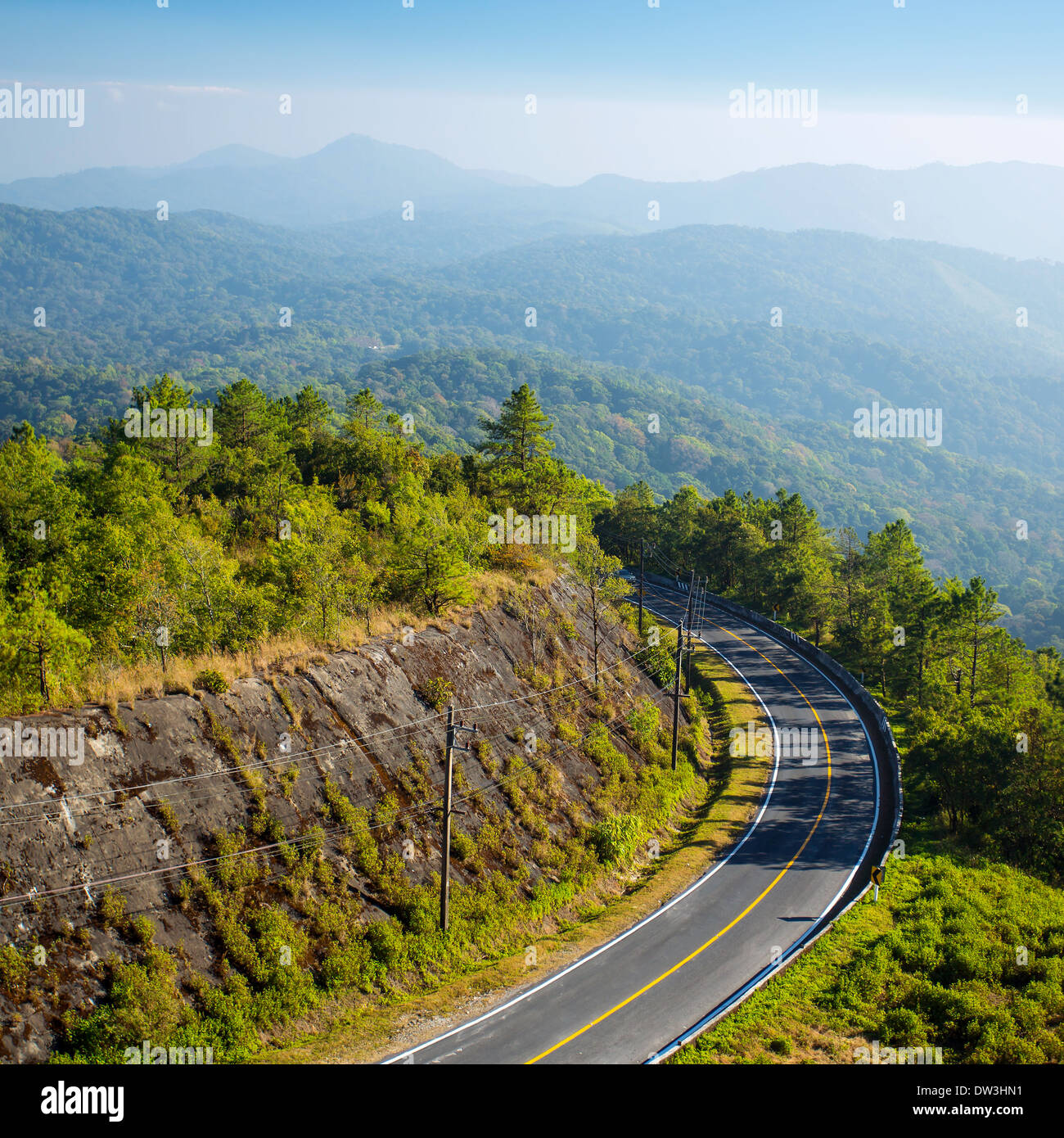Mountain road and a scenic mountain view Stock Photo - Alamy