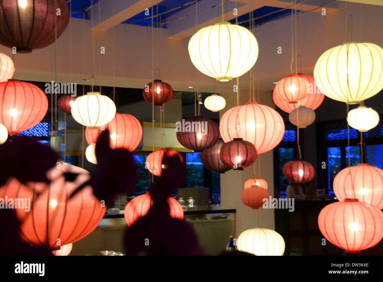 Chinese lanterns in restaurant Stock Photo - Alamy