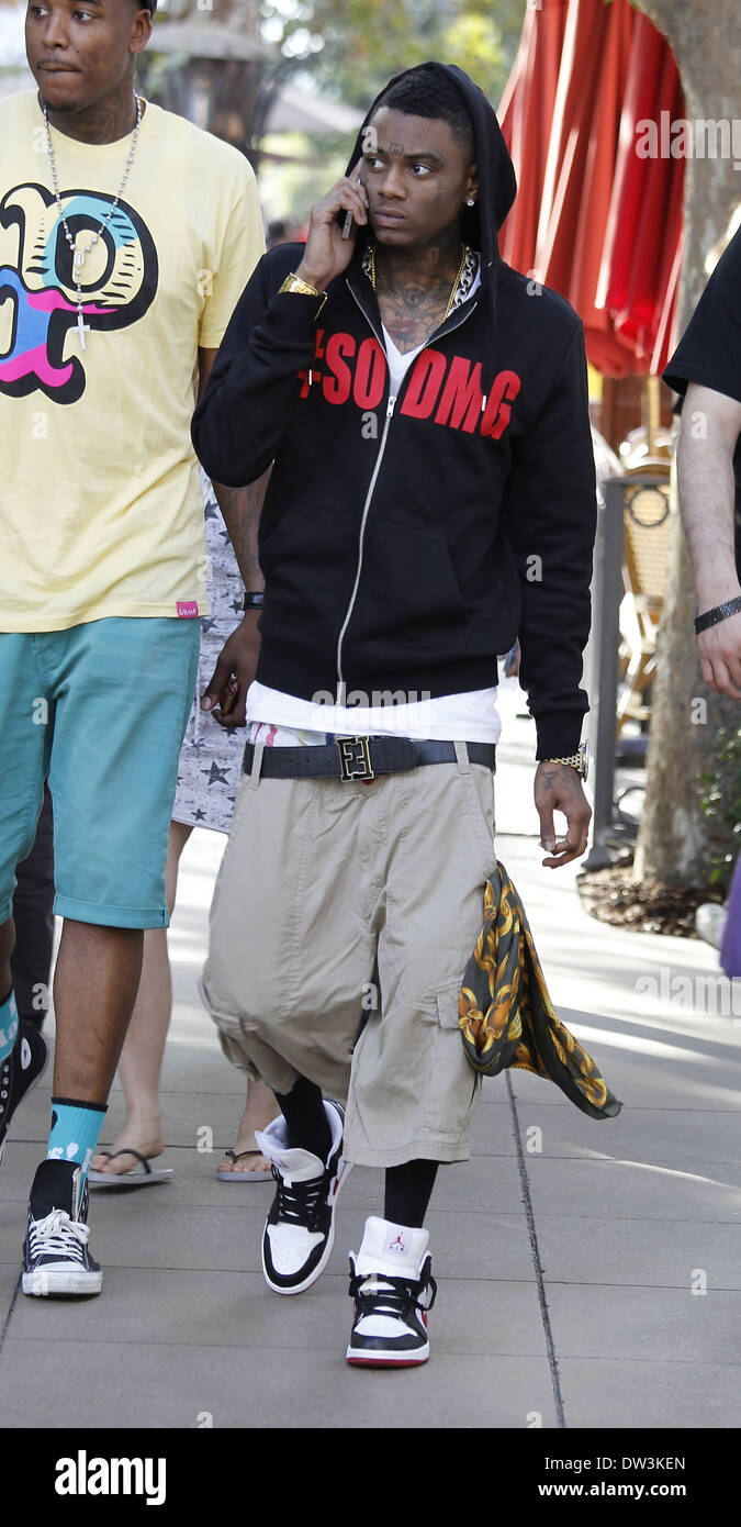 Soulja Boy walking through the Grove with his entourage Hollywood ...