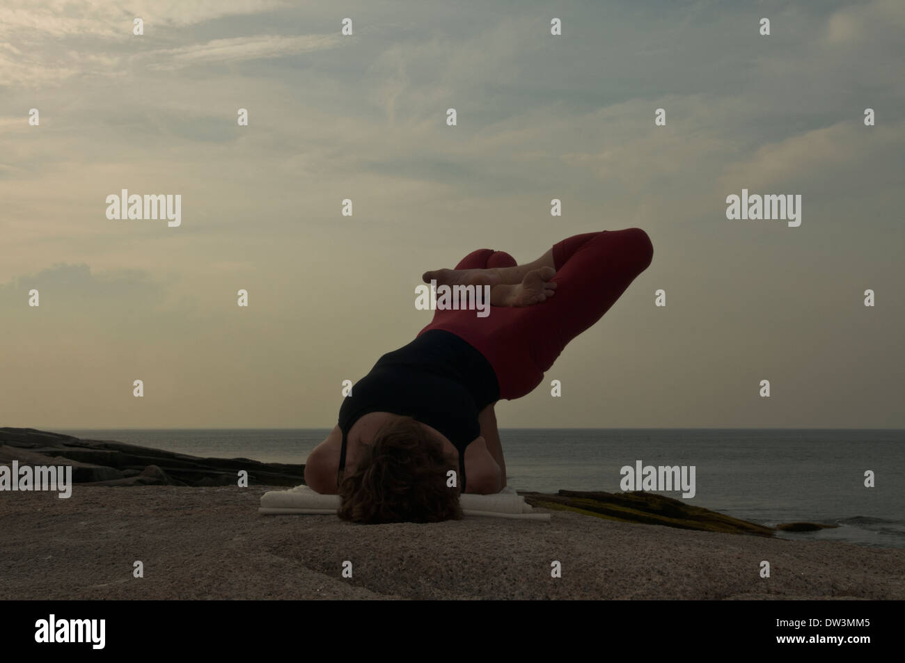 Iyengar Yoga Instructor Demonstrates Sarvangasana Parsva Padmasana ...